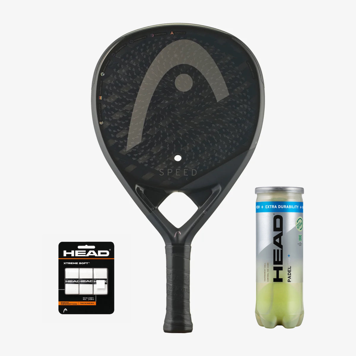 Head Speed One 2025 + 3-pack Overgrip + Padel Pro S+ – Ongoal